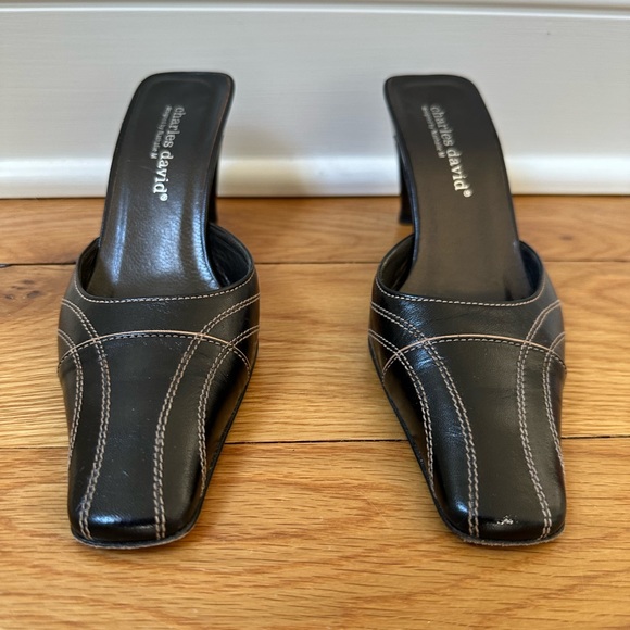 Charles David | Shoes | Charles David Brown Leather Kitten Heel Mules ...